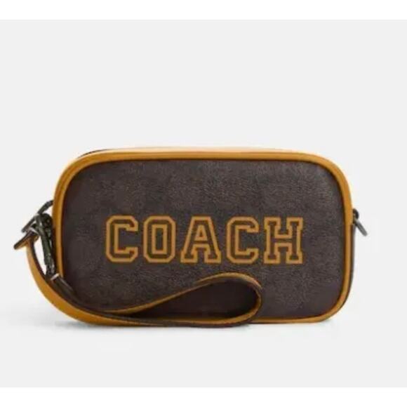 Coach | Bags | Coach Jamie Wristlet In Signature Canvas With Varsity ...